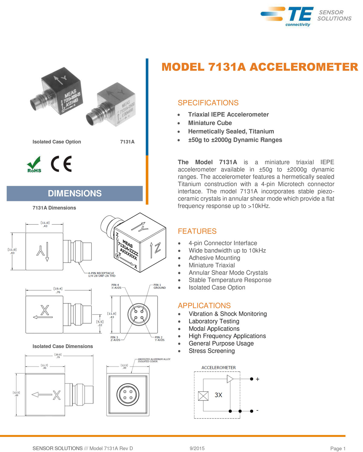 7131A-加速度传感器 - 北方科源（北京）科技发展有限公司
